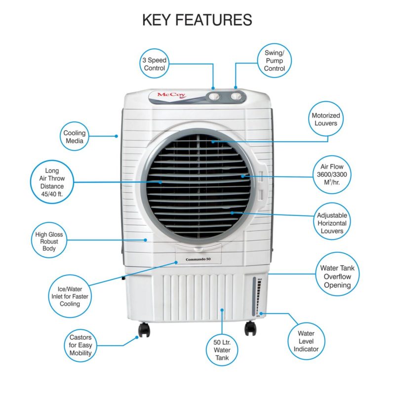 McCoy Air Cooler-Commando 50L WW DG - McCoy Appliances India