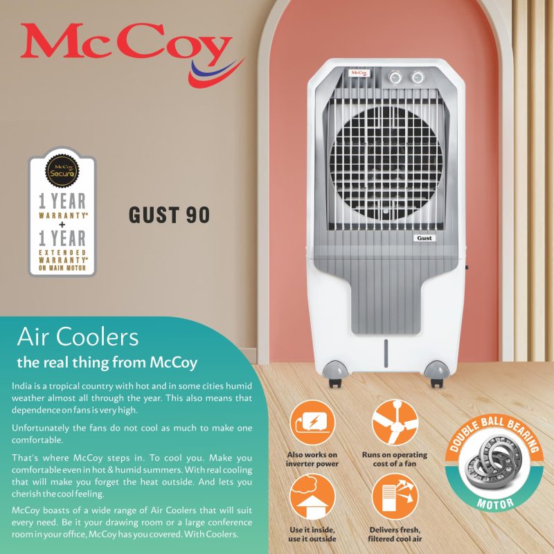 Mccoy Gust 65l 900l Desert Air Cooler White Grey Mccoy