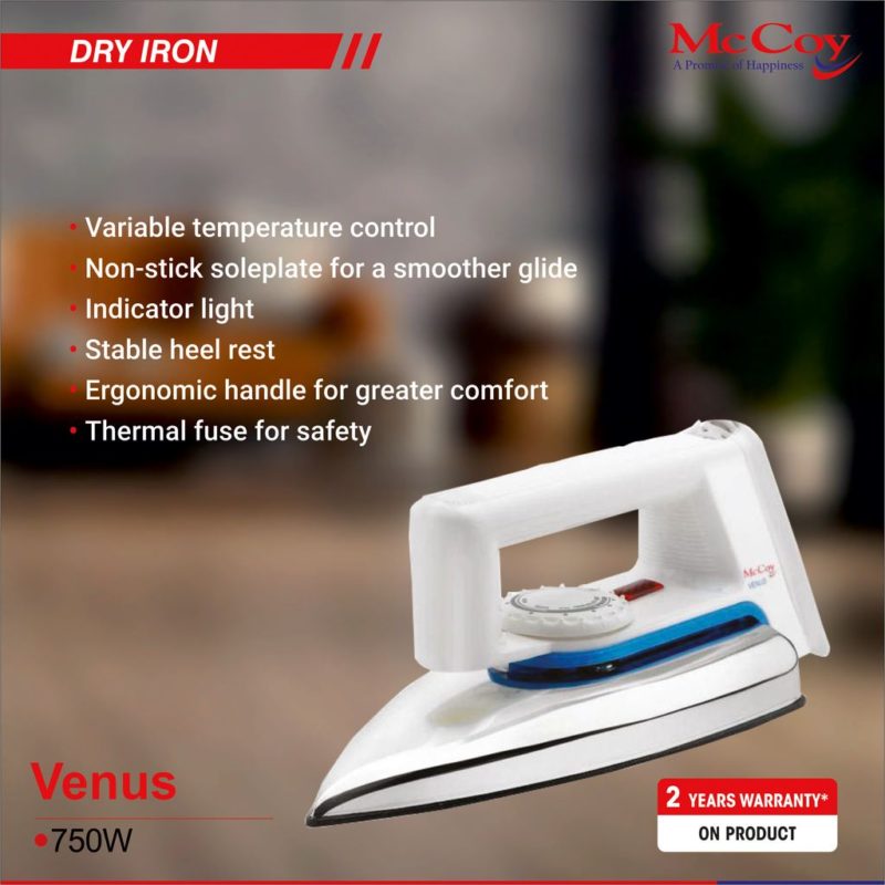 McCoy Electric Iron - Venus - McCoy Appliances India