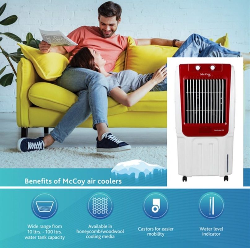 McCoy Air Cooler - Hurricane 100L Cherry - McCoy Appliances India