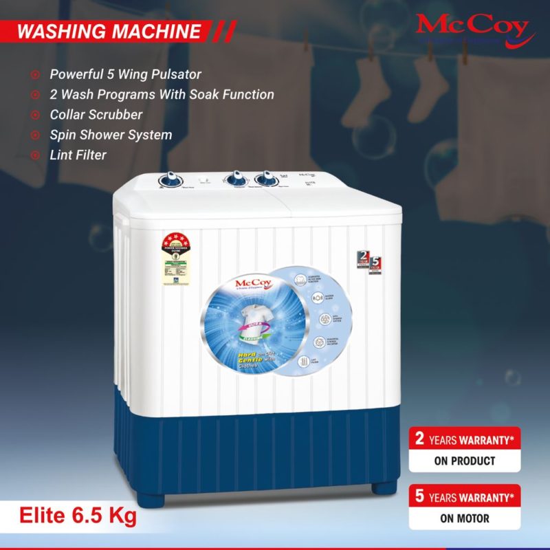 McCoy SA Washing MC 6.5-Elite - McCoy Appliances India