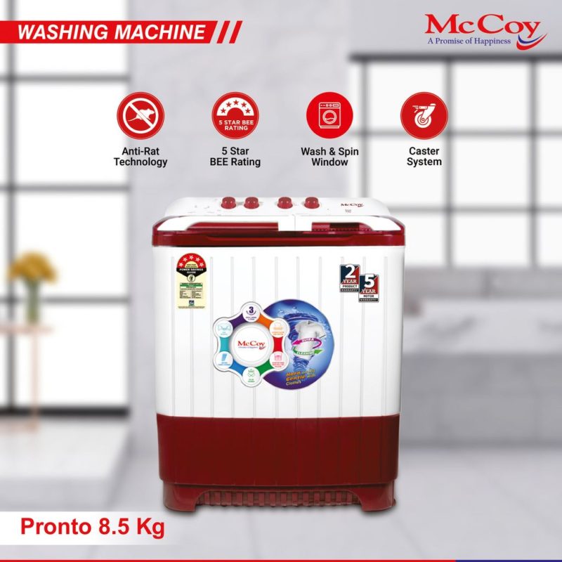 McCoy SA Washing MC 8.5-Pronto - McCoy Appliances India