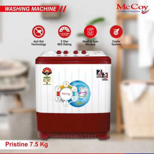 McCoy SA Washing MC 7.5-Pristine - McCoy Appliances India