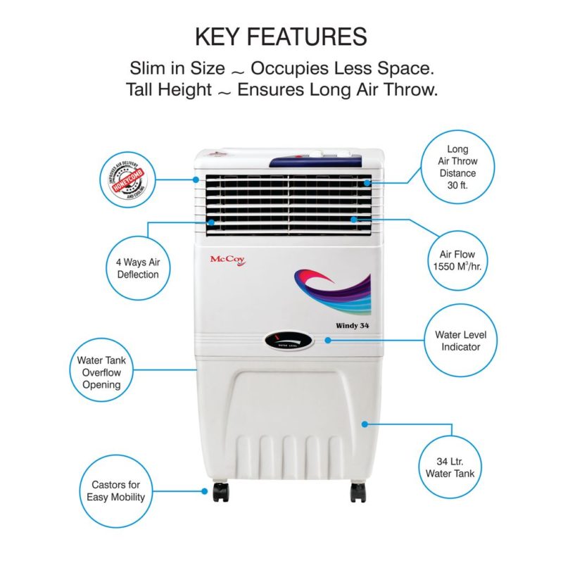 McCoy Air Cooler-Windy 34L HC - McCoy Appliances India